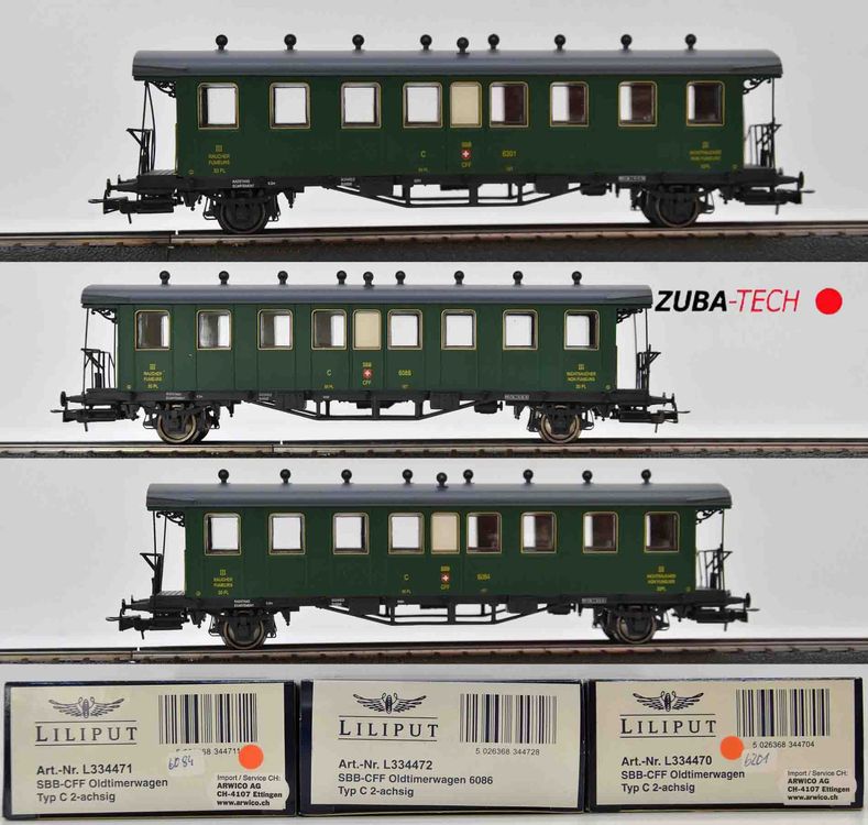Liliput 3x Oldtimer-Personenwagen SBB H0 GS mit OVP | Kaufen auf Ricardo