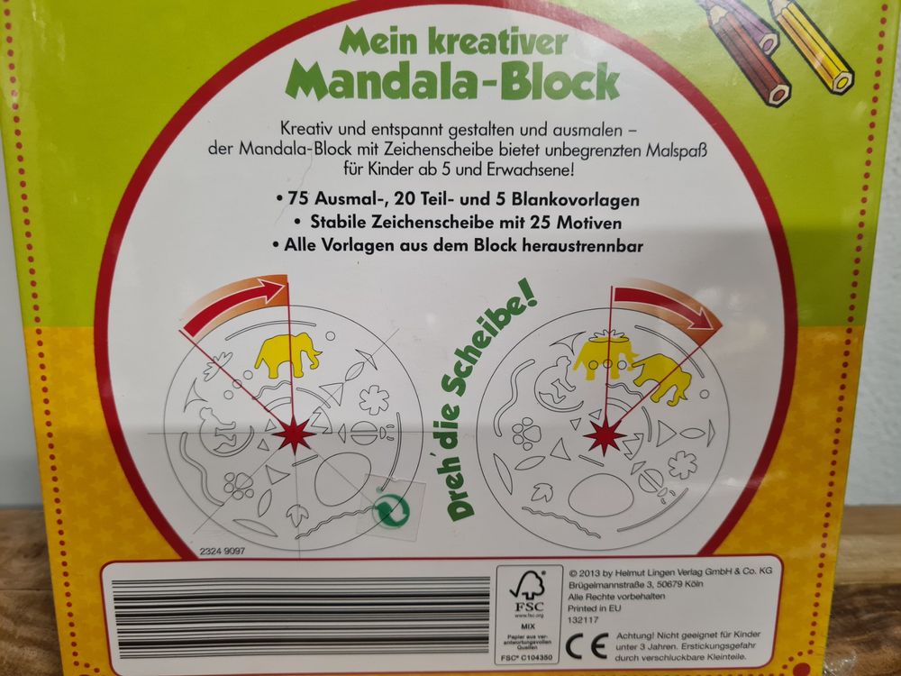 Mandala Mal block 20x20 cm, inkl. Schablone (Neu und originalverpackt ...