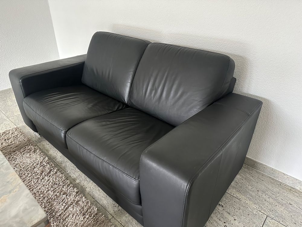 Sofa, leder schwarz, ähnlich wie Klippan Ikea | Kaufen auf Ricardo