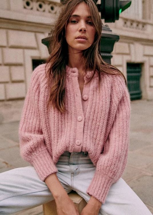 Sézane Emile Cardigan Wolle Rose Gr. M (Neu und originalverpackt) in ...