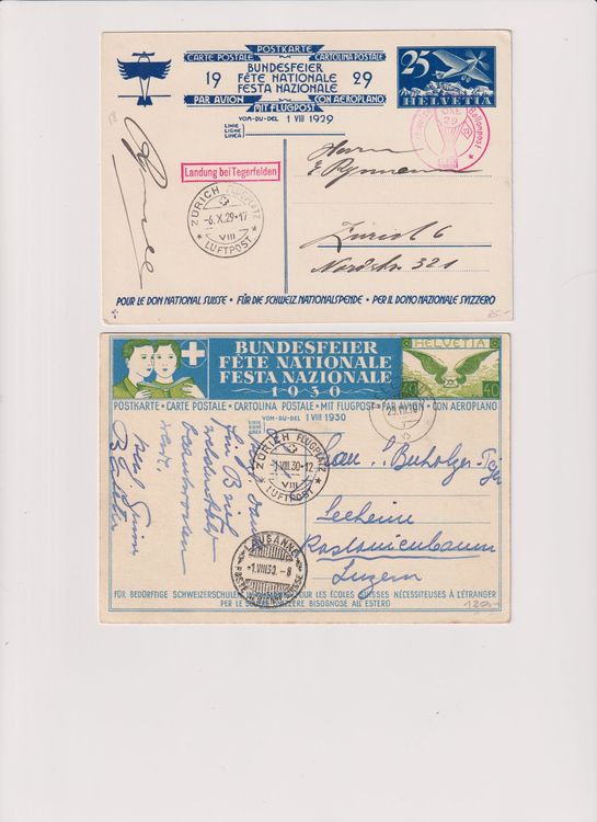 Bundesfeier-Karten mit Flugpost aufdrucken ! Anschauen !! (Gebraucht) in Bibern SH für CHF 40 ...