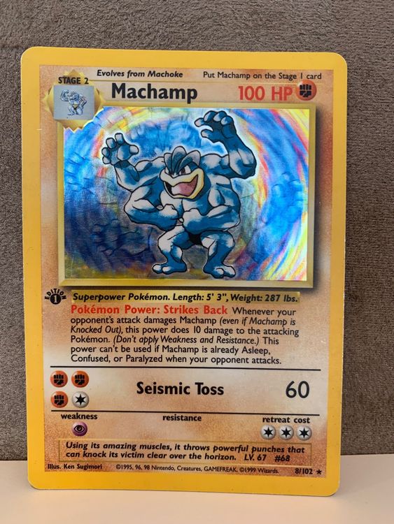 *1.Edition Machamp Holo ENG Base Set Pokemon 8/102 (Gebraucht) in ...
