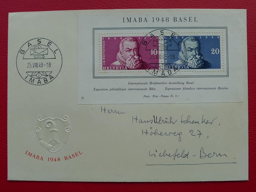 1948: W31 (IMABA-Block) sehr sauber, auf Brief Kat: 100.- (Gebraucht) in Sursee für CHF 12.5 ...