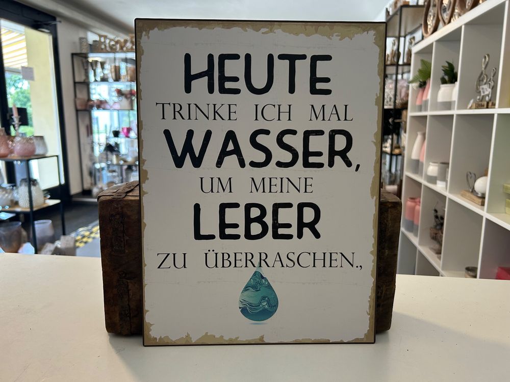 Metallschild „ HEUTE TRINKE ICH MAL WASSER“ (Neu und originalverpackt ...