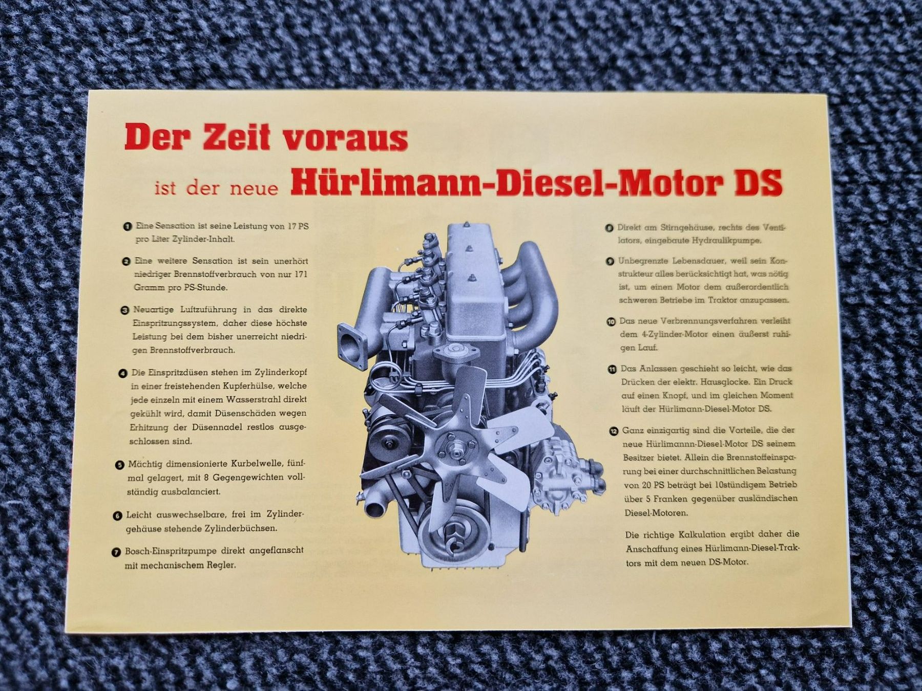 Original Prospekt Blätter Hürlimann Motor / Traktor (Gebraucht) in ...