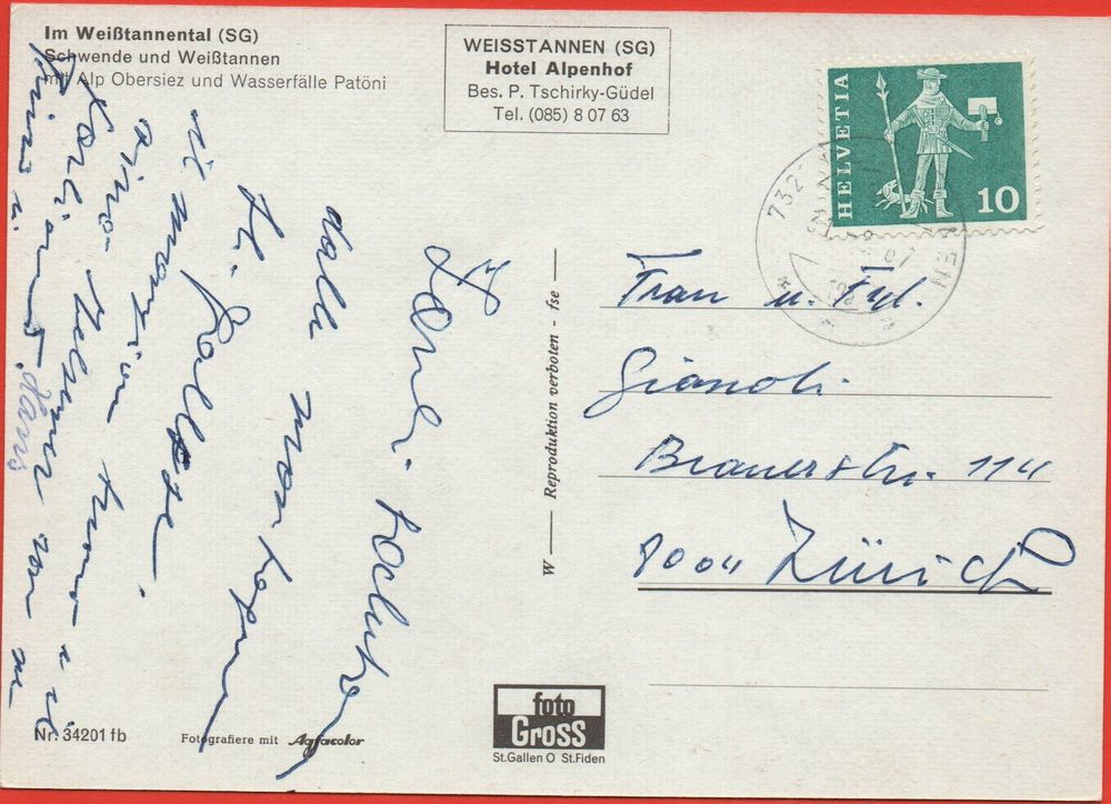 WEISSTANNEN und Schwende im Weisstannental mit Alp Obersiez (Gebraucht ...