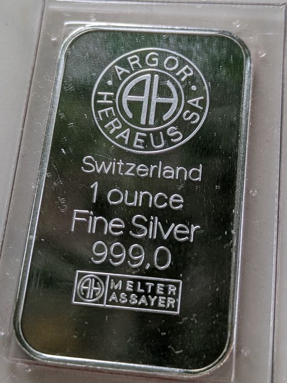 1 oz. / Unze Silber Barren H-D. Genscher Argor Heraeus 999 (Gebraucht ...