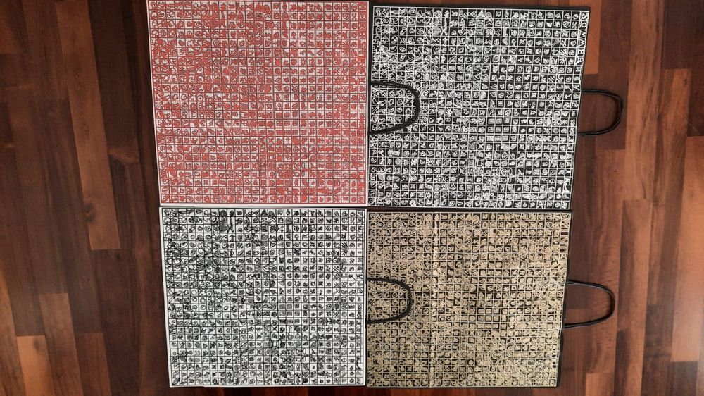 Künstlertaschen; 4 verschiedene; 45x46cm, Berhand Luginbühl (Neu ...