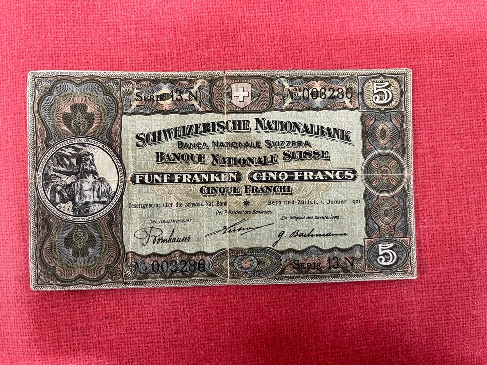 5 Franken Note 1921selten | Kaufen auf Ricardo