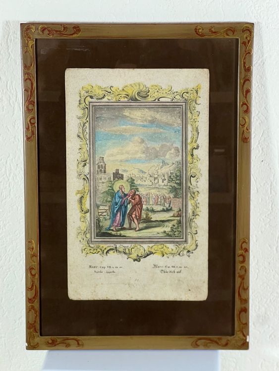 Antikes religiöses Bild handkolorierter Kupferstich, gerahmt (Gebraucht) in Vaduz für CHF 49 ...