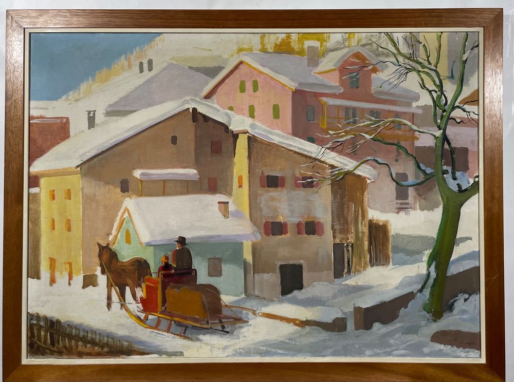 Paul Wyss (1897-1984) grosses Gemälde St. Moritz (Gebraucht) in Root für CHF 300 – mit Lieferung ...