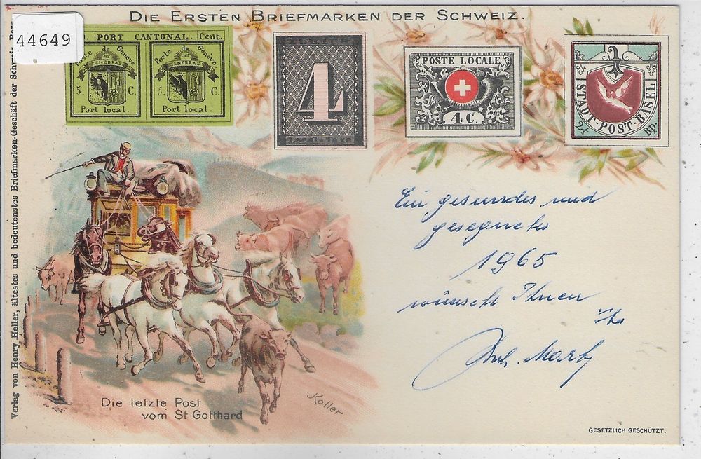 Die 1. Briefmarken der Schweiz - Gotthard-Post - Litho (Gebraucht) in Ettingen für CHF 27 – mit ...