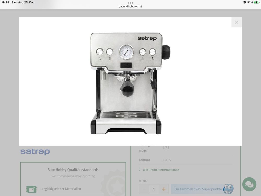 Satrap Kaffemaschine Kolben/Siebträger (Gebraucht) in Biel für CHF 150 ...