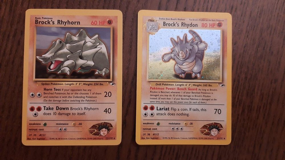 pokemon card, Brock's Rhyhorn(Rare),Brocks Rhydon(Rare, Holo (Gebraucht ...