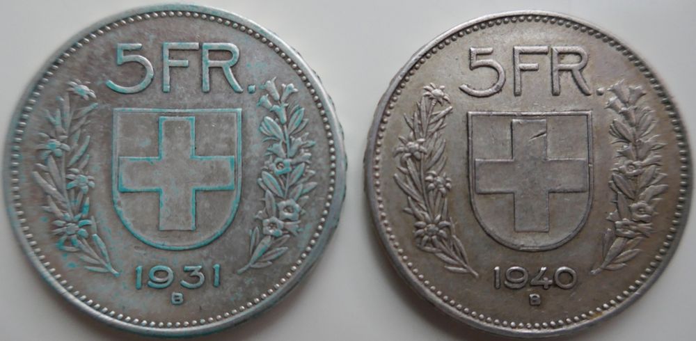 Münzen-Kleinlot 5 FR./2Fr./1Fr./50Rp div JG bereits ab Fr. 1 (Gebraucht) in Möhlin für CHF 31 ...