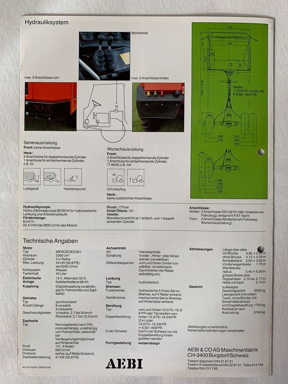 Aebi Transporter TP 57 Prospekt, Oldtimer (Gebraucht) in Lienz für CHF 30 – mit Lieferung auf ...