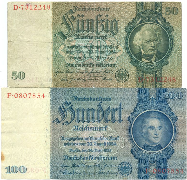 Deutschland 50 Reichsmark 1933 + 100 Reichsmark 1935 | Kaufen auf Ricardo