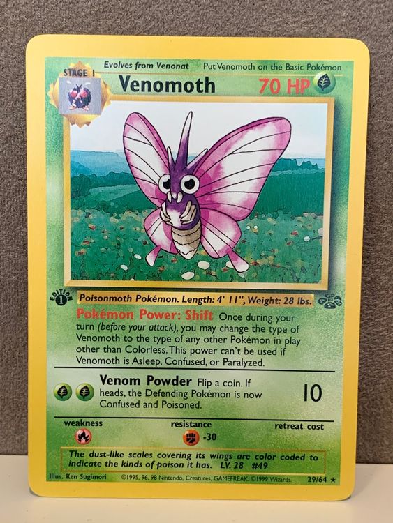 29/64 *1.Edition Venomoth ENG Pokemon Jungle Dschungel (Gebraucht) in ...