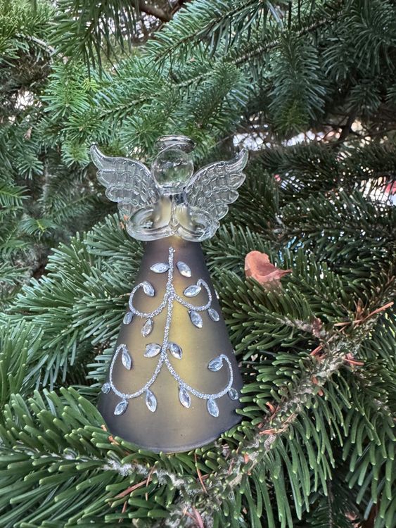 Glas-Engel "Luisa" - grün - silber - Glitzer - Strasssteine (Neu ...