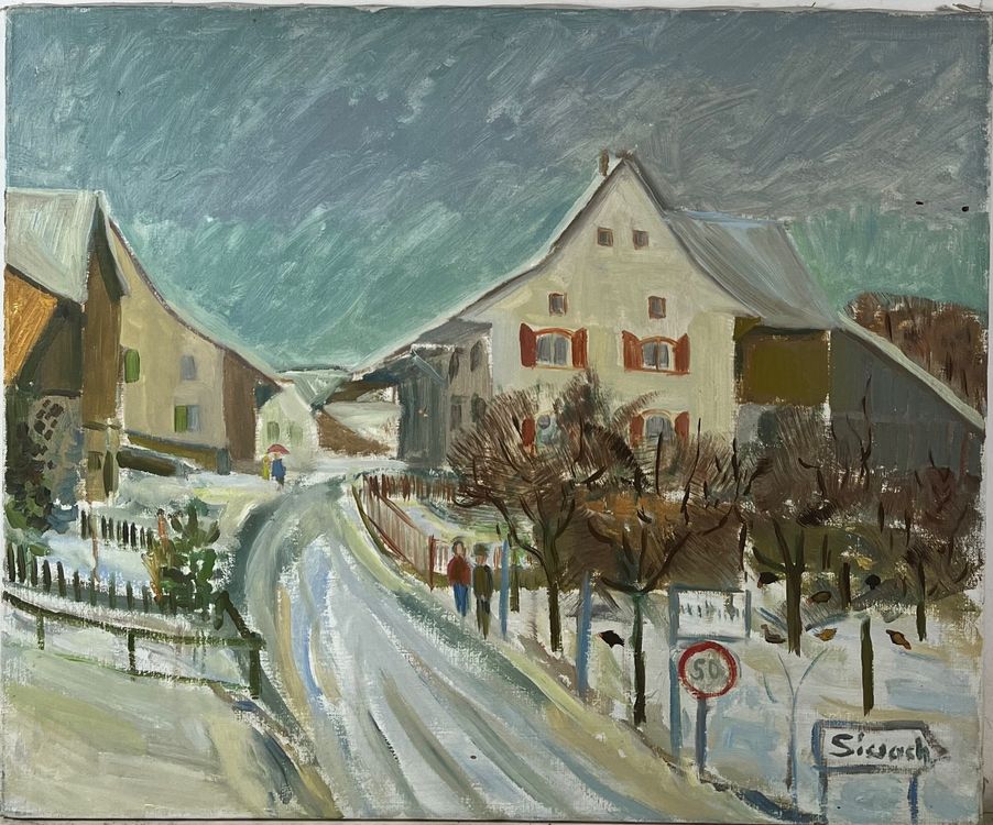 Karl Stolz - Strasse Szene Gemälde mit Personen (Gebraucht) in Root für CHF 19 – mit Lieferung ...