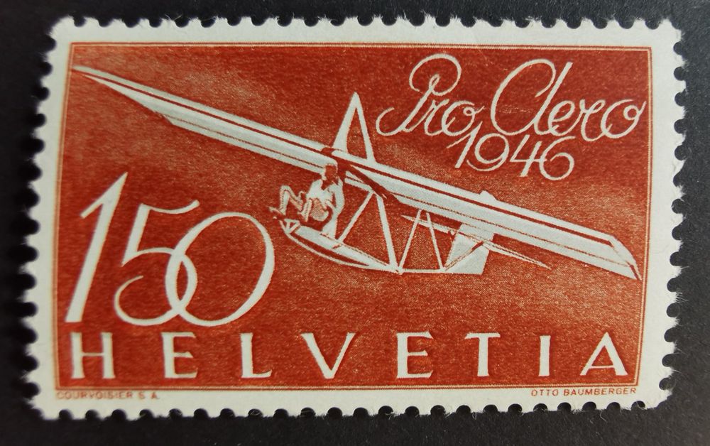 TR61 Timbre Suisse 1946 Non Oblitere Pro Aero (Gebraucht) in Cousset für CHF 0.75 – mit ...