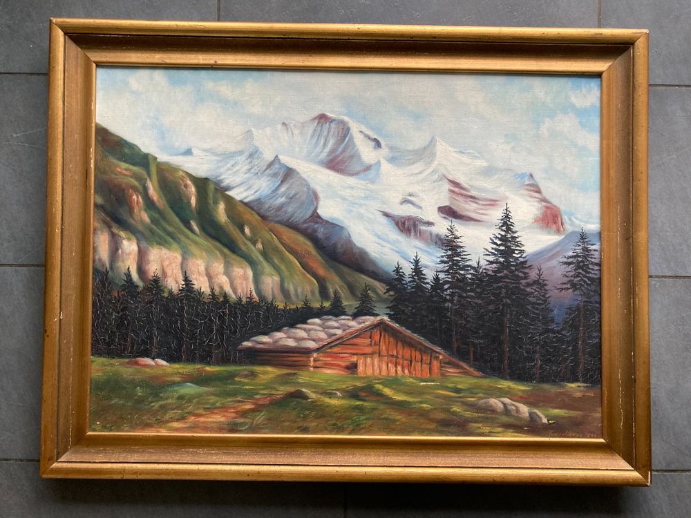 GEMÄLDE JUNGFRAU BERNER OBERLAND SIGN. KUNZELMANN 1942 (Gebraucht) in Subingen für CHF 59 – nur ...