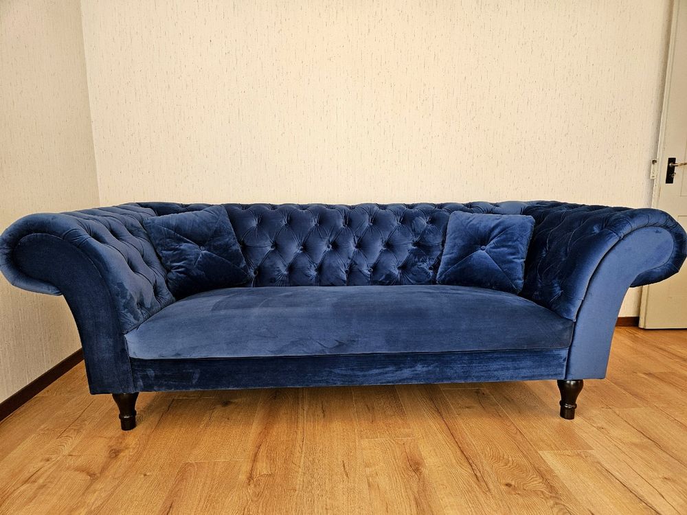 Samt Sofa Blau