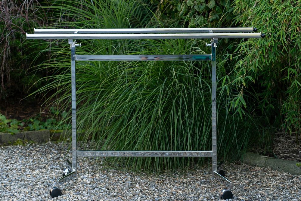 Robuster Kleiderständer mit Rollen, ausziehbar, Chromstahl (Gebraucht ...