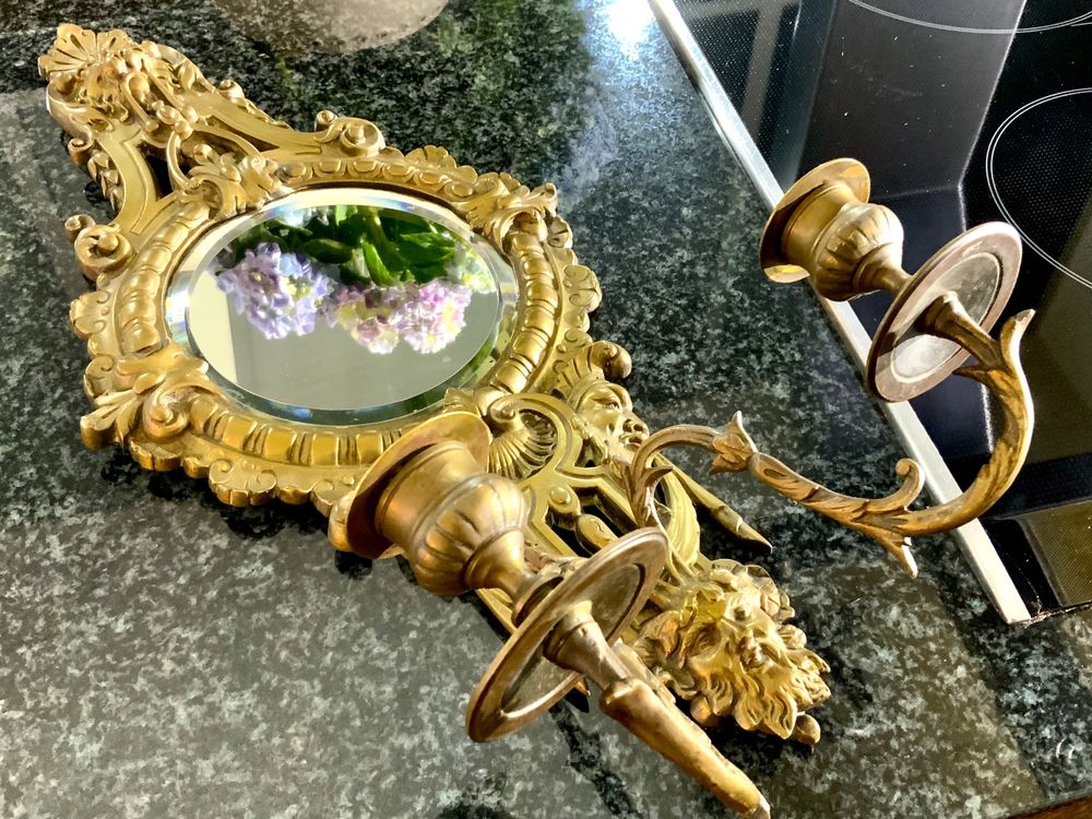 JUGENDSTIL WANDSPIEGEL MIT KERZENLEUCHTER BRONZE FRANKREICH (Gebraucht) in Biglen für CHF 51 ...