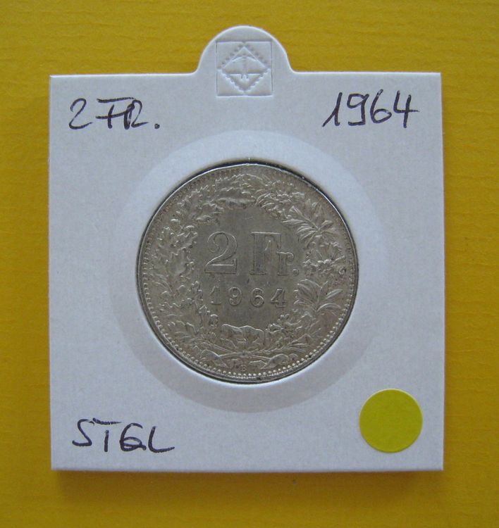 2 Franken 1964, stempelglanz ( Silber / gelbe Markierung ) (Neu (gemäss Beschreibung)) in ...