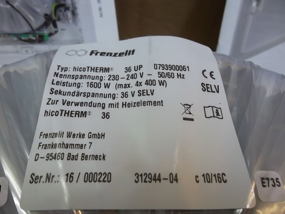 Frenzelit hicoTHERM Trafo Transformator gem. Fotos (Neu und ...