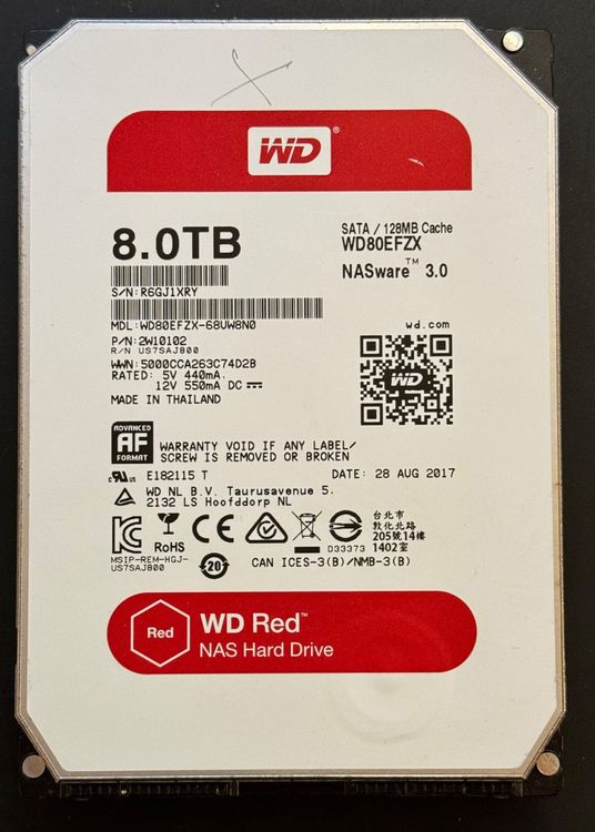 WesternDigital WD-red WD80EFZX 8TB SATA (Gebraucht) in St. Gallen für ...