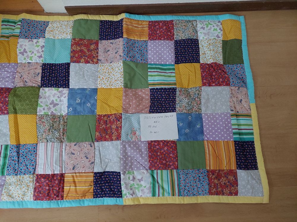 Patchworkdecke bunt Baumwolle handgemacht,Unikat neu, 77/106 (Neu und originalverpackt) in ...