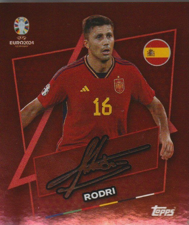 EURO 2024 Topps sticker Star Player Foil signature RODRI ESP (Neu ...