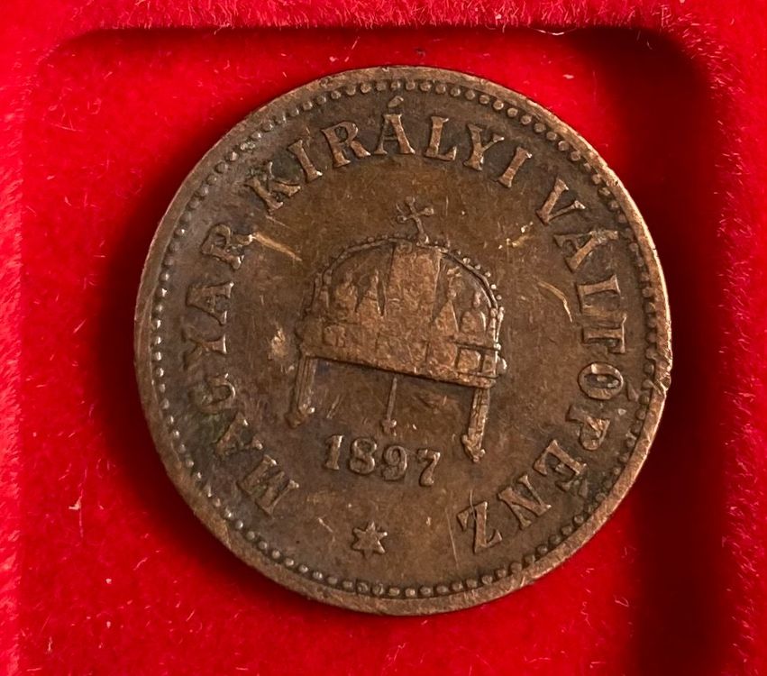 Originale 2 Fillér Münze aus Ungarn, Jahrgang 1897 top (Gebraucht) in ...