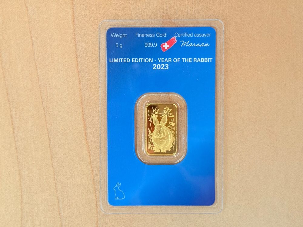 5g Rabbit 2023 (N° 8 / 8888) - Limited Edition - Goldbarren (Neu und originalverpackt) in ...