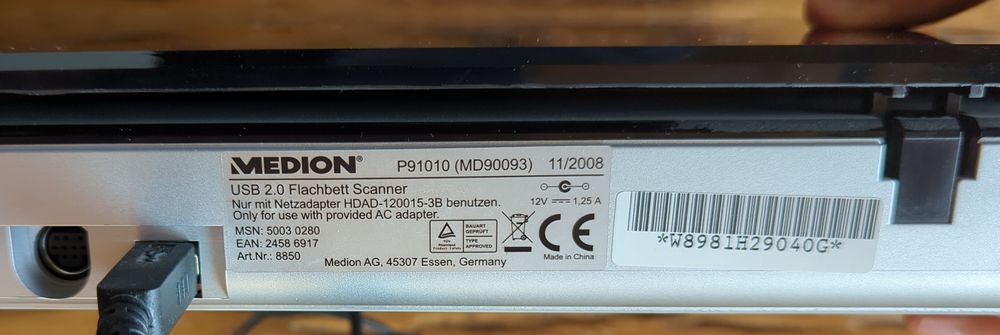 Medion USB 2.0 Flachbett Scanner P91010 (MD90093) (Gebraucht) in ...