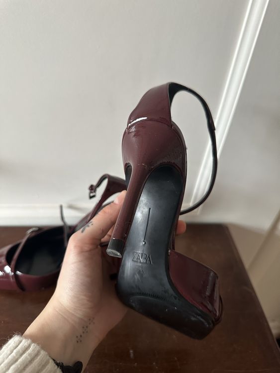 ZARA Slingback High Heels, Bordeuaux / rot (Neu (gemäss Beschreibung ...