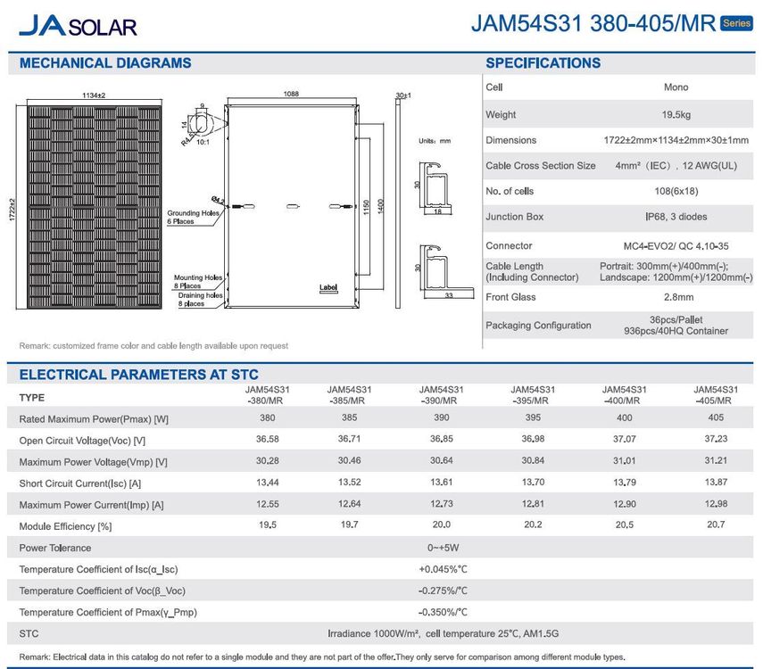 395 Watt PV-Modul JA Solar JAM54S31-395 | Kaufen auf Ricardo