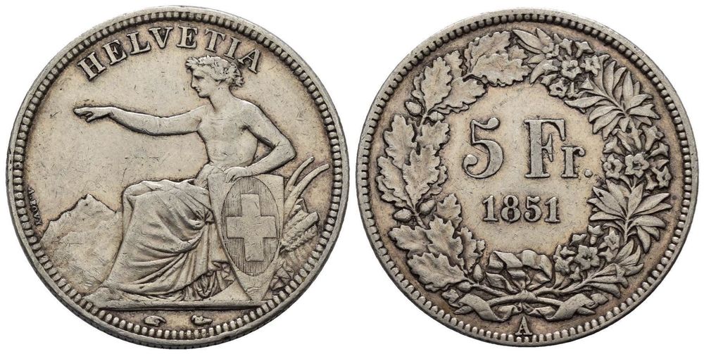 5 Franken 1851 /568 (Gebraucht) in Trimbach für CHF 249 – mit Lieferung auf Ricardo kaufen