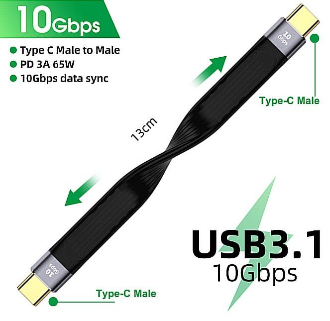 Datenkabel 10Gbps USB-C PD zu Typ-C Kurze Schnelle Aufladung (Neu ...