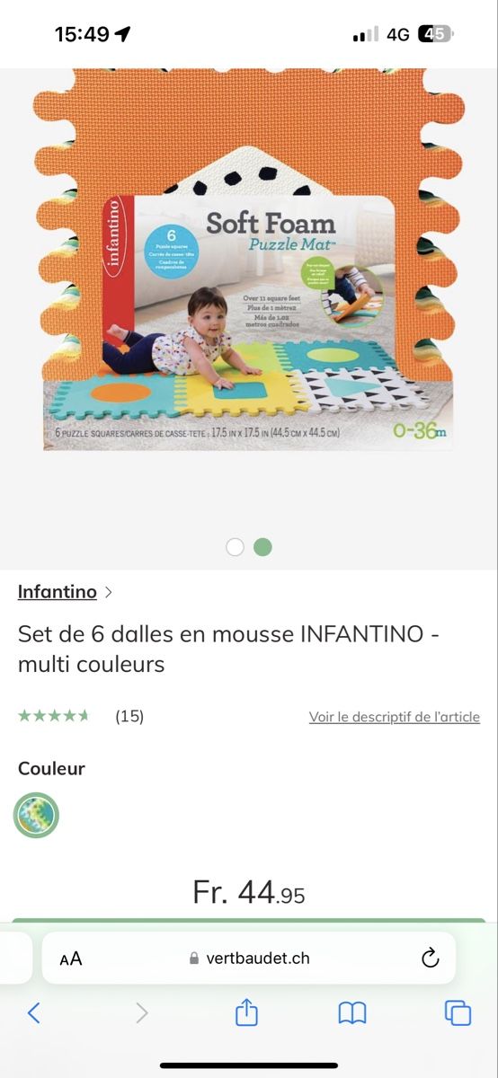2 sets de dalles en mousse INFANTINO (12 dalles) (Gebraucht) in Saillon ...