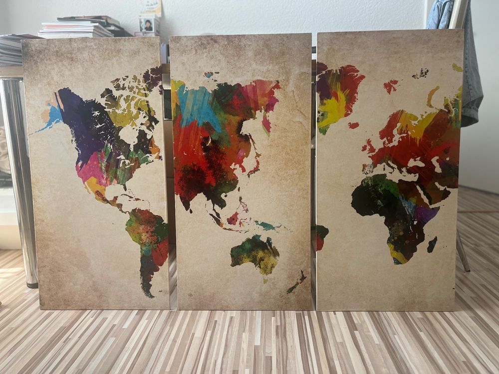 3-teiliges Weltkarten Bild | Kaufen auf Ricardo