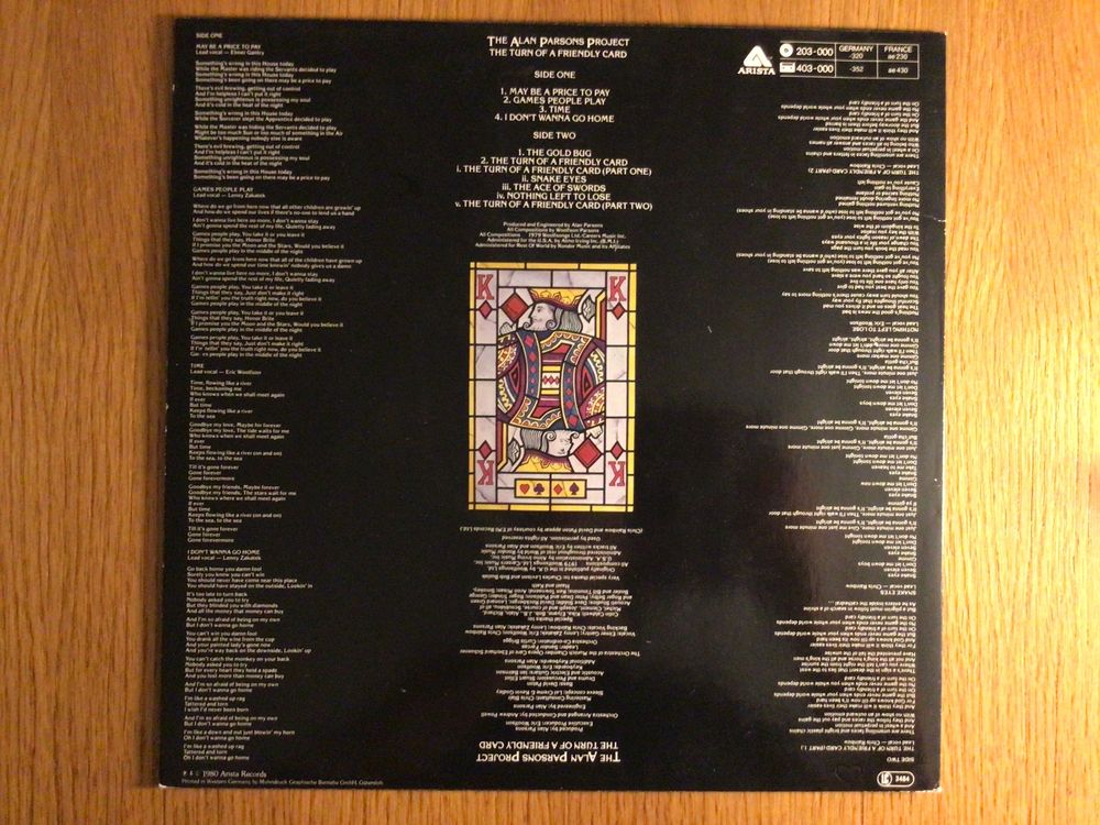ALAN PARSONS PROJECT, The turn of friendly Card, LP,1980 | Kaufen auf ...