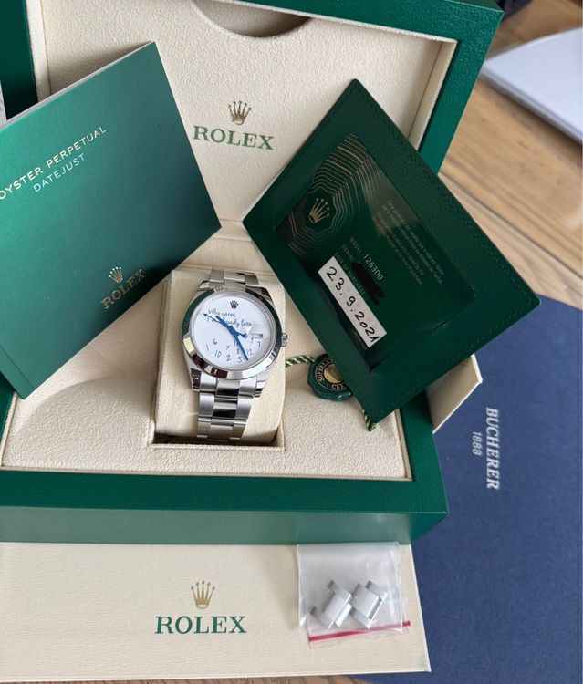 Rolex Datejust 41mm „who cares? im already late!“ (Neu und ...