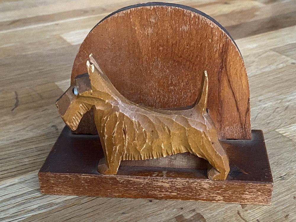 Halter Holz mit Terrier Hund Schnitzerei Art Déco 1930 1940 (Gebraucht ...