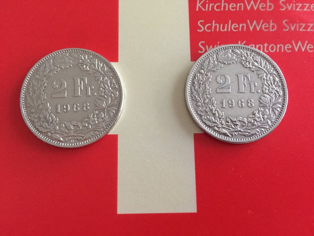 2 Franken 1968 B + 1968 oMz, ss-vz (Gebraucht) in Elsau für CHF 6.6 – mit Lieferung auf Ricardo ...