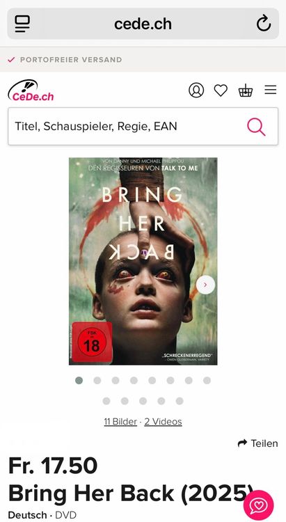 DVD Bring Her Back neu (30.10.25) ab 10Fr.! (Neu (gemäss Beschreibung ...