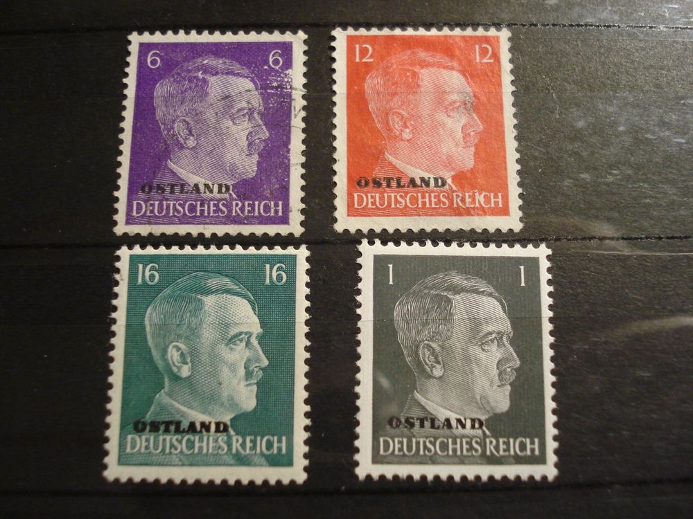 Deutsches Reich, 4 Marken Porträt, Überdruck Ostland ** (Gebraucht) in ...