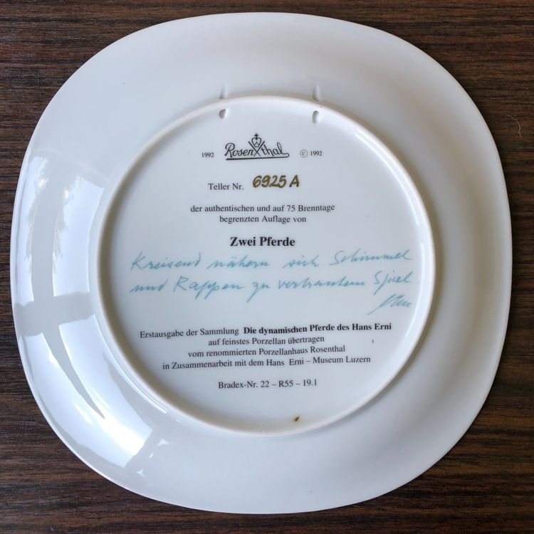 Sammelteller: Zwei Pferde, Hans Erni, Rosenthal Porzellan (Neu (gemäss Beschreibung)) in Balzers ...